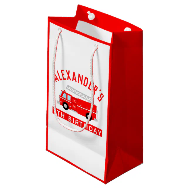 Kids Fire Truck Birthday Party Small Gift Bag | Zazzle
