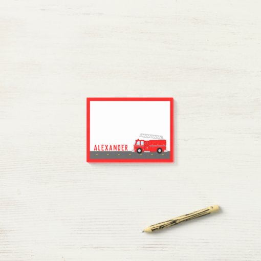 Kids Fire Truck Post-it Notes | Zazzle