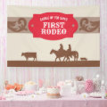 Kids FIrst Rodeo Red Western Birthday Party Banner | Zazzle