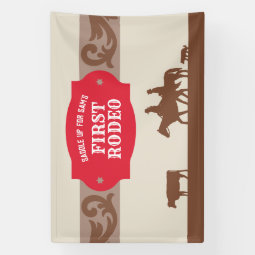 Kids FIrst Rodeo Red Western Birthday Party Banner | Zazzle