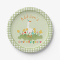 Kids Floral Green One Silly Goose 1st Birthday Paper Plates | Zazzle