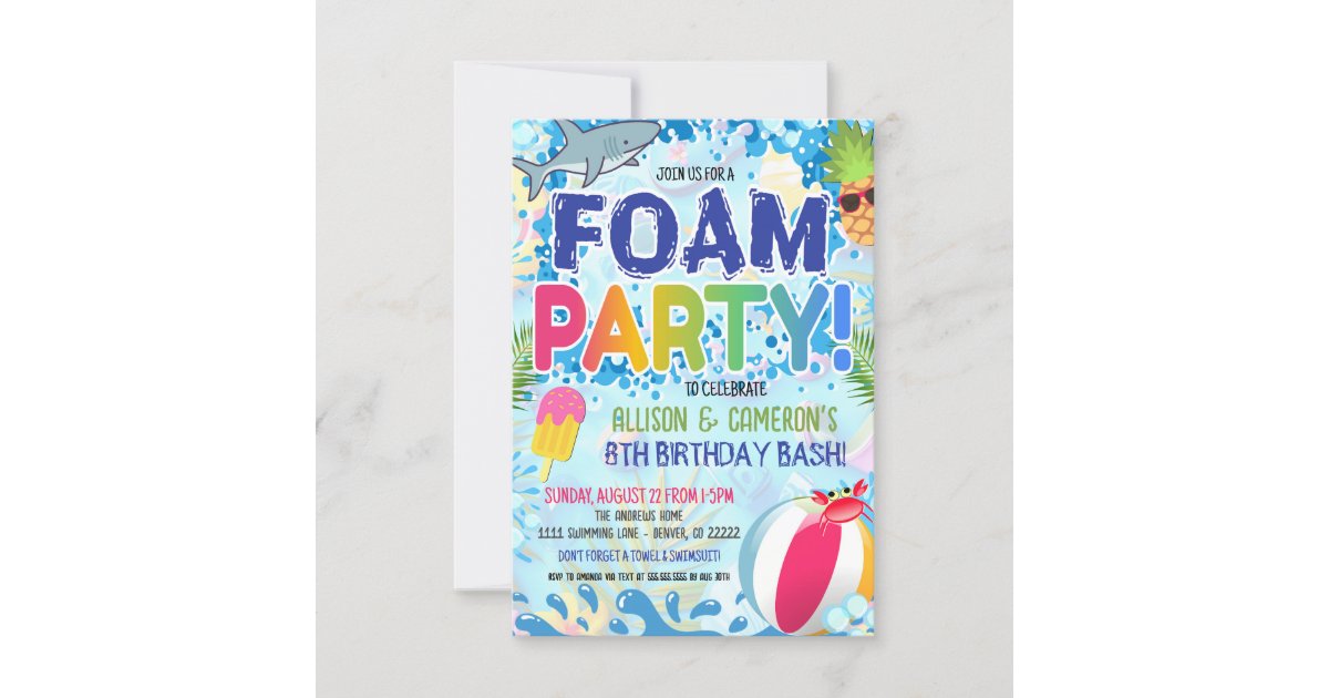 Kids Foam Party Invitation | Zazzle