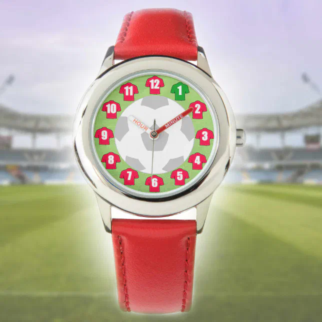 Kid's Football Watch - with Red Shirts | Zazzle