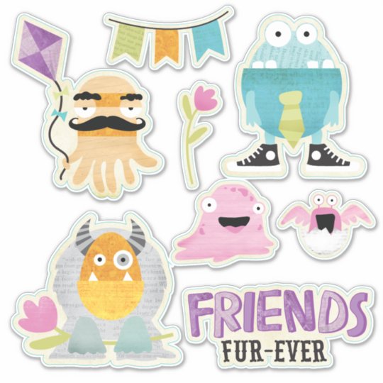 Kids Friends Forever Contour Sticker | Zazzle.com