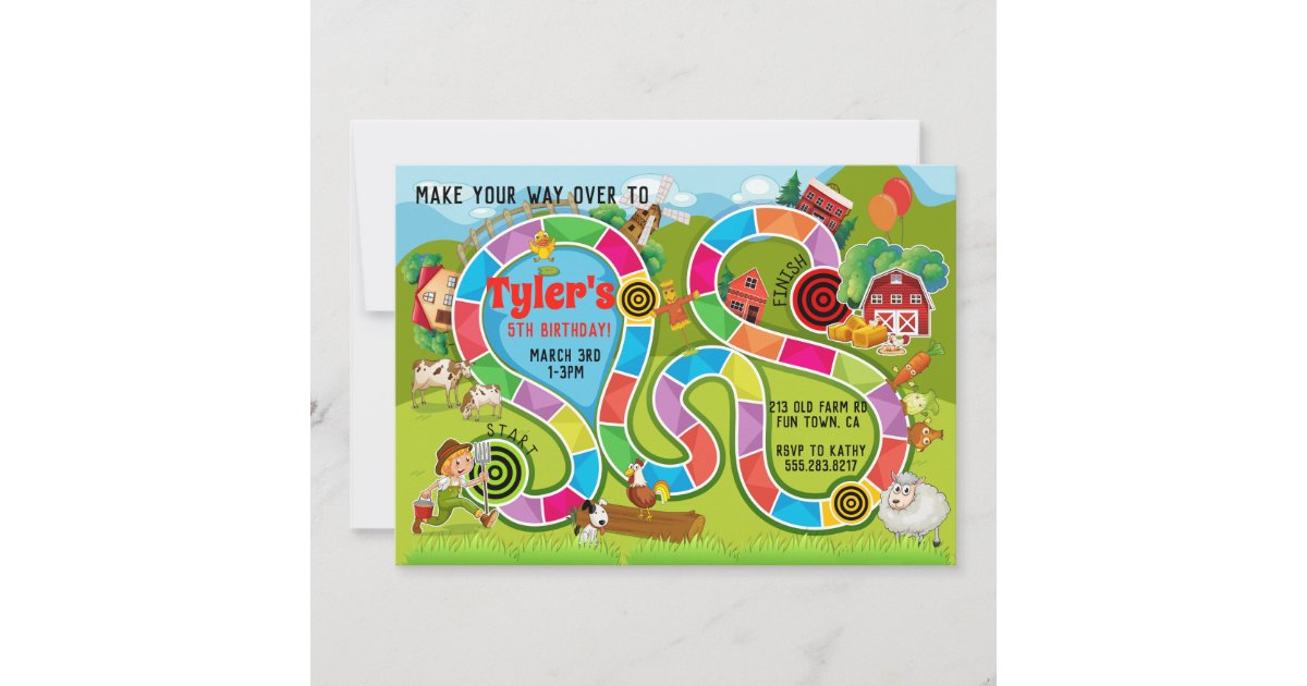 Kids Fun Board Game Birthday Party Invitation | Zazzle