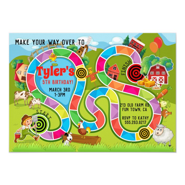 Kids Fun Board Game Birthday Party Invitation | Zazzle.com