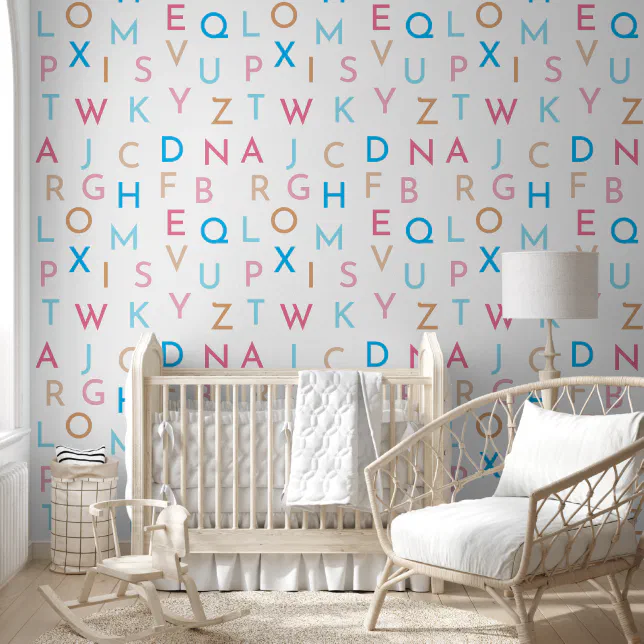 Kids Fun Pastel Colored Alphabet Letters Wallpaper | Zazzle
