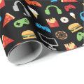 Kids Gamer Video Game Snacks Pizza Donuts Fun Wrapping Paper | Zazzle