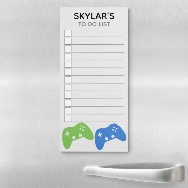Kids Gamer Video Game To Do List Chore Checklist Magnetic Notepad | Zazzle