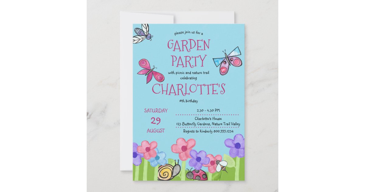 Kids Garden Party Nature Trail Cute Birthday Invitation | Zazzle