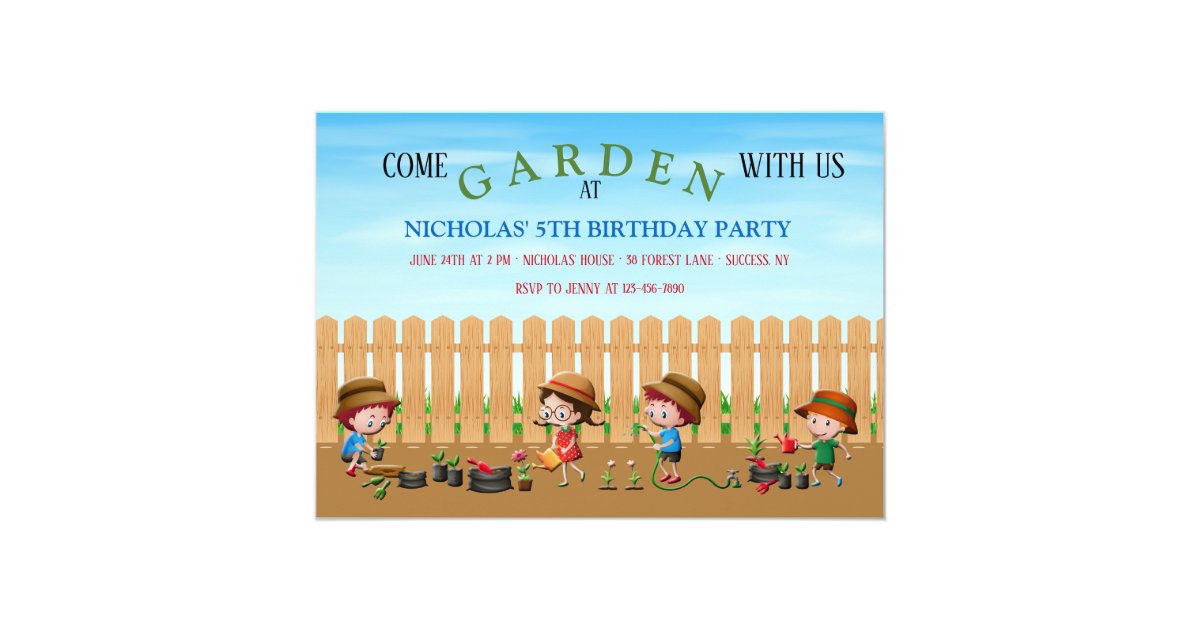 Kid's Gardening Party Invitations | Zazzle.com
