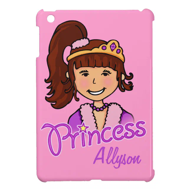 Kids girls dark hair princess ipad mini cover | Zazzle