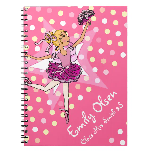 Kids girls named ballerina girl pink notebook | Zazzle