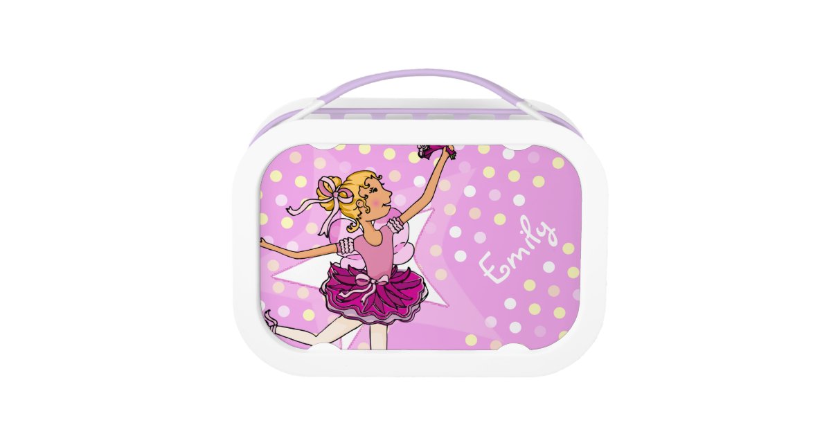 Kids girls named ballerina girl purple lunch box | Zazzle