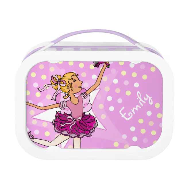 Kids girls named ballerina girl purple lunch box | Zazzle