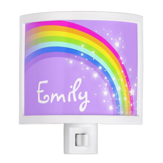 Kids girls rainbow purple pink name night light | Zazzle.com