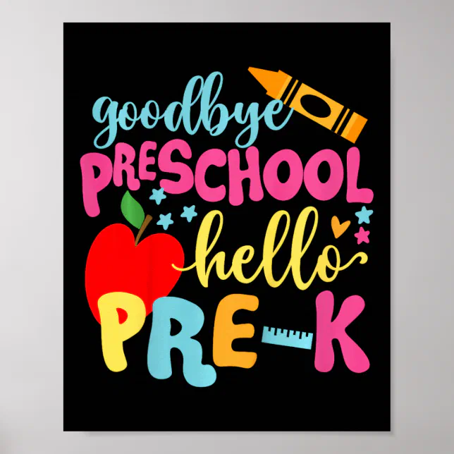 Kids Goodbye Preschool Back To School Poster | Zazzle