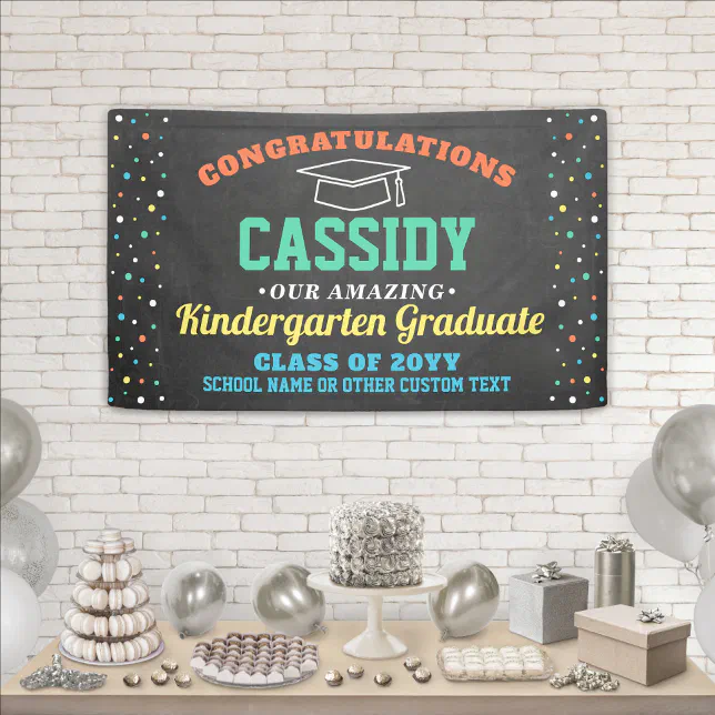 Kids Graduation Kindergarten & Preschool Cute Banner | Zazzle