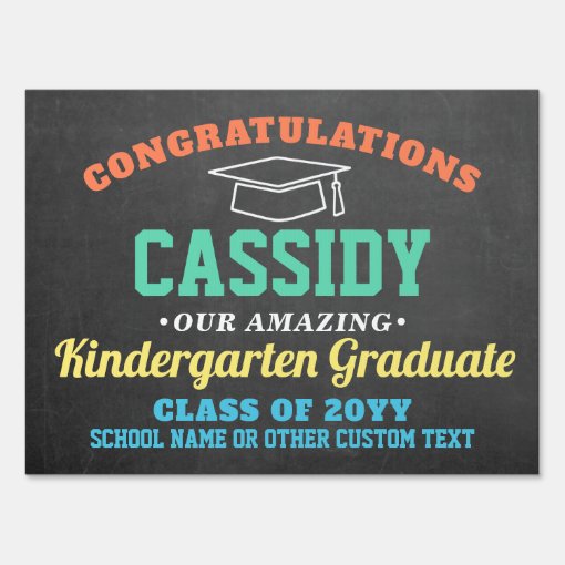 Kids Graduation Kindergarten & Preschool Cute Yard Sign | Zazzle