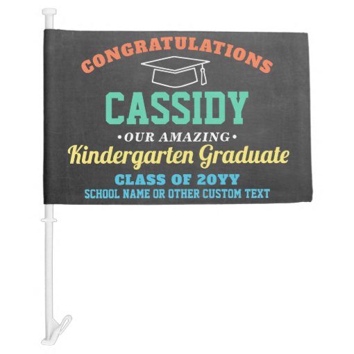 Kids Graduation Kindergarten & Preschool Parade Car Flag | Zazzle