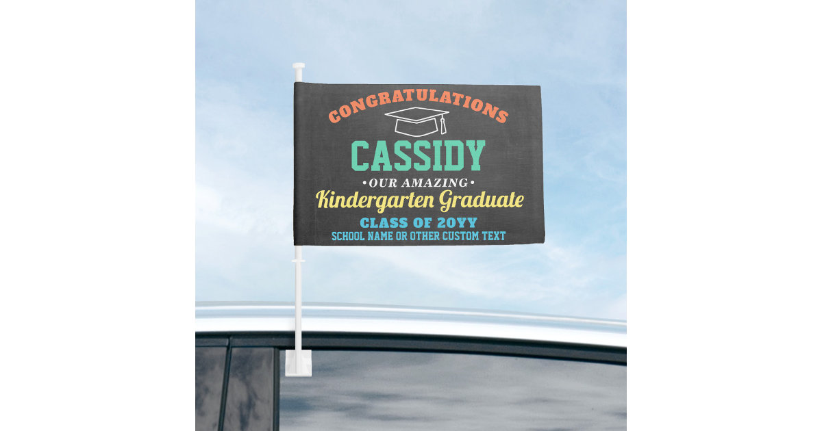 Kids Graduation Kindergarten & Preschool Parade Car Flag | Zazzle