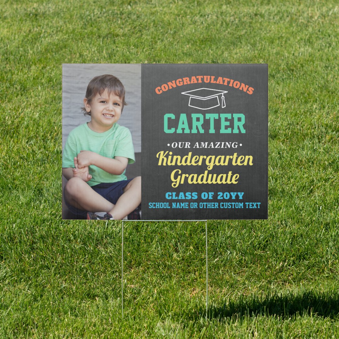 Kids Graduation Kindergarten Preschool Photo Yard Sign | Zazzle