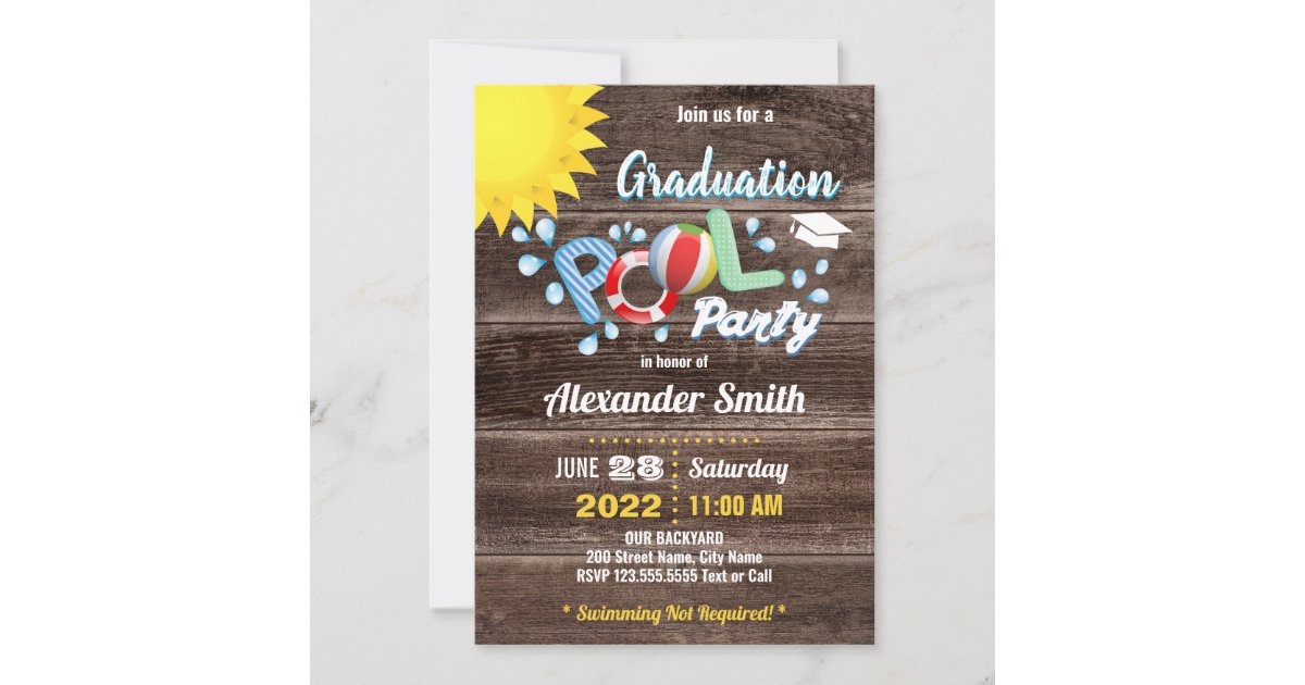 Kids Graduation Pool Party Invitation | Zazzle