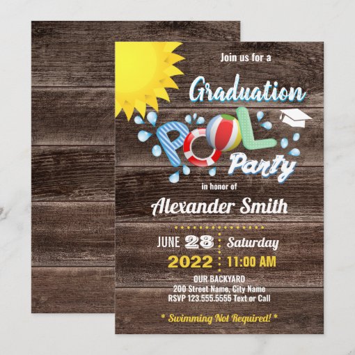 Kids Graduation Pool Party Invitation | Zazzle