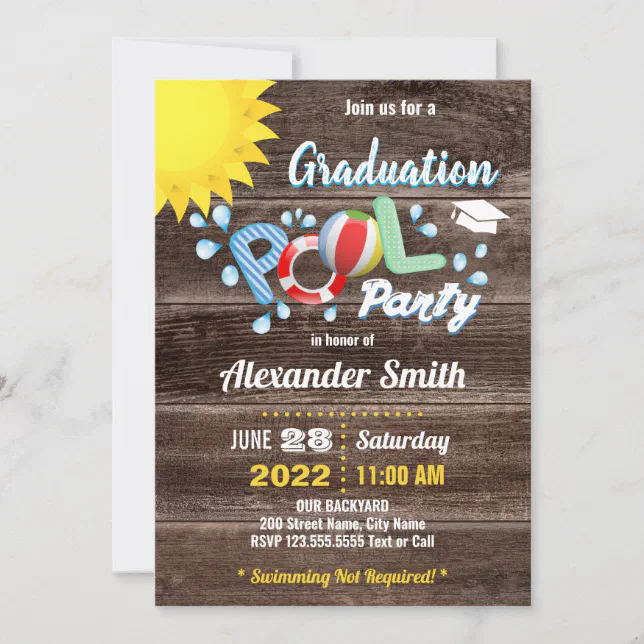 Kids Graduation Pool Party Invitation | Zazzle