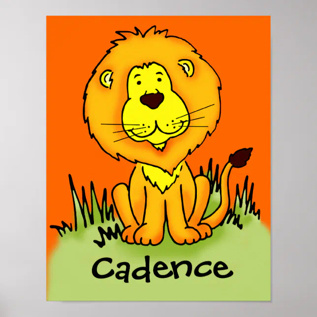Kids graphic lion add your name poster | Zazzle