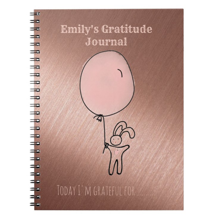Kids Gratitude Journal Personalized Rose Gold Pink | Zazzle