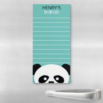 Kids Green Kawaii Panda To Do List Chore Magnetic Notepad | Zazzle