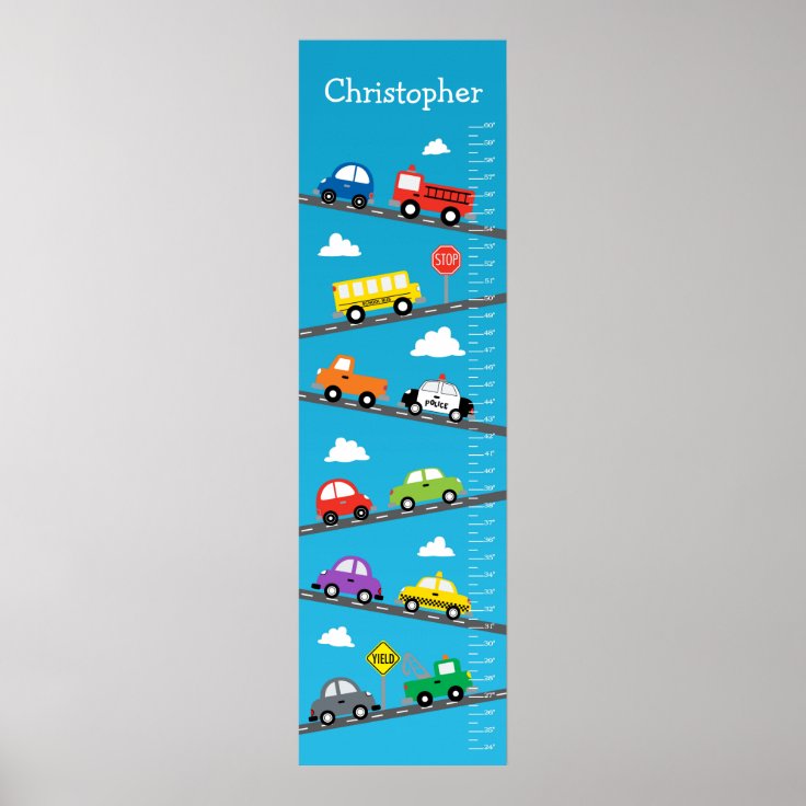 Kids Growth Chart - Cars and Trucks | Zazzle