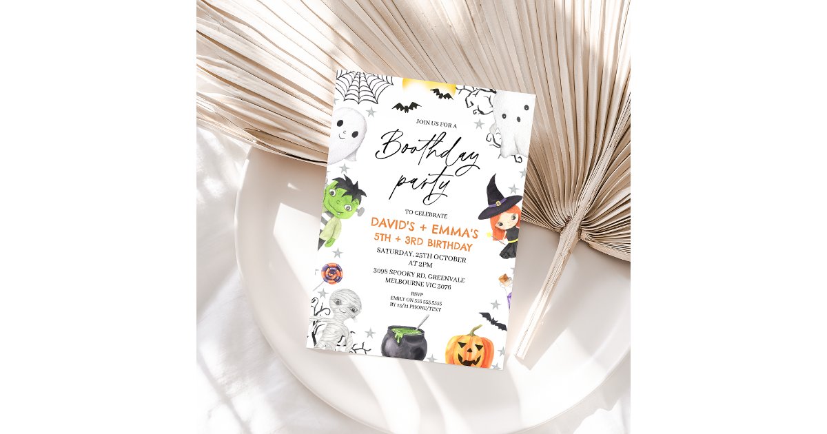 Kids Halloween Boothday Party Join Birthday Invitation | Zazzle