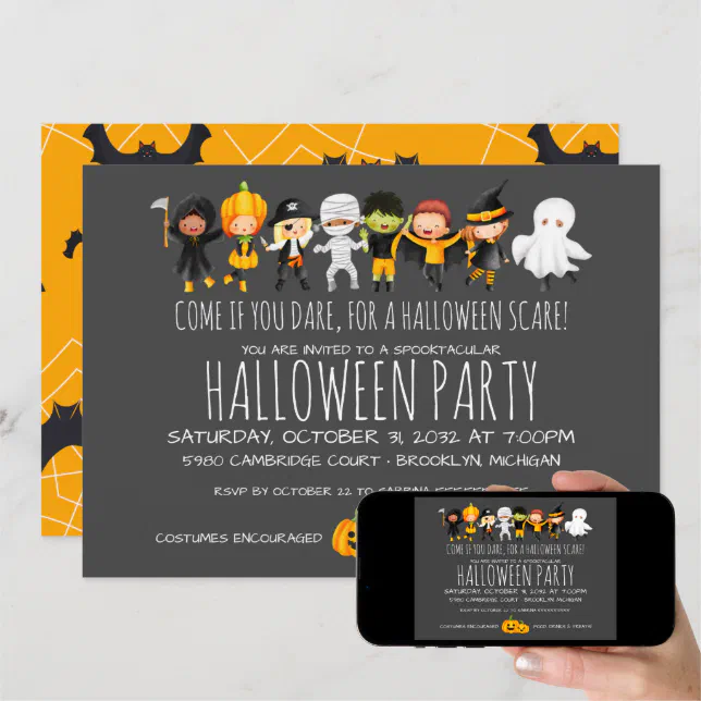 Kids Halloween Celebration Costume Party Invitation | Zazzle