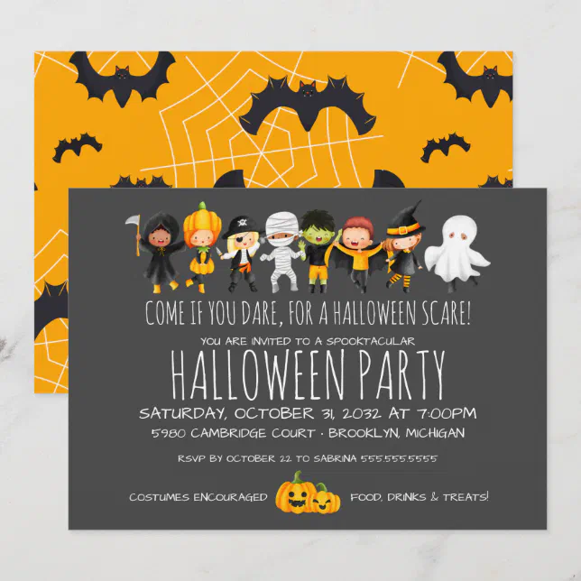 Kids Halloween Celebration Costume Party Invitation | Zazzle
