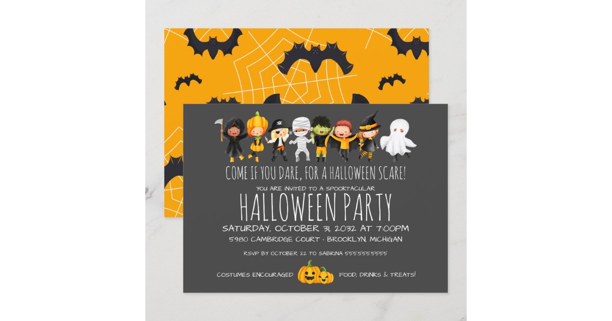 Kids Halloween Celebration Costume Party Invitation | Zazzle