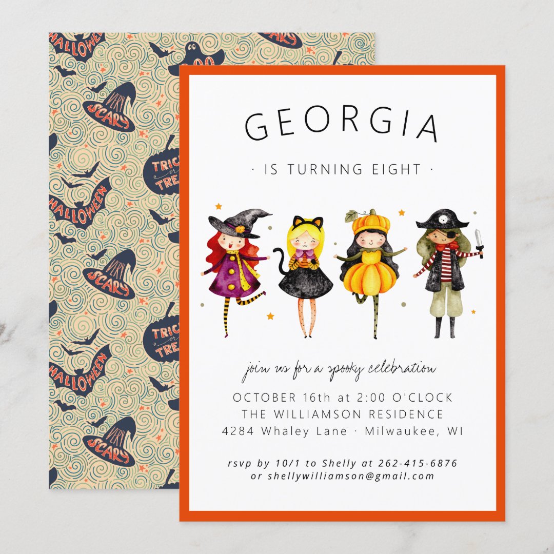 Kids Halloween Costume Birthday Party Invitation | Zazzle