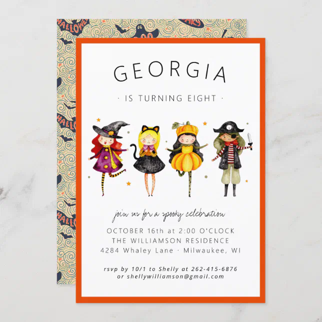 Kids Halloween Costume Birthday Party Invitation | Zazzle