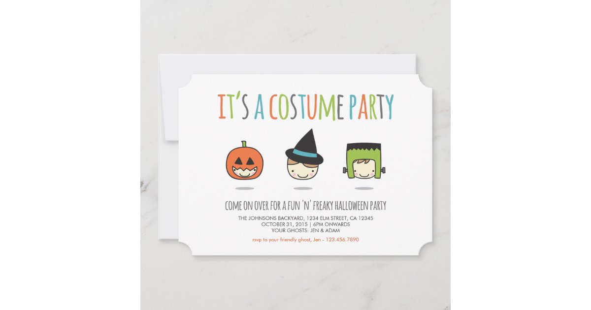 Kids Halloween Costume Party Invitation | Zazzle
