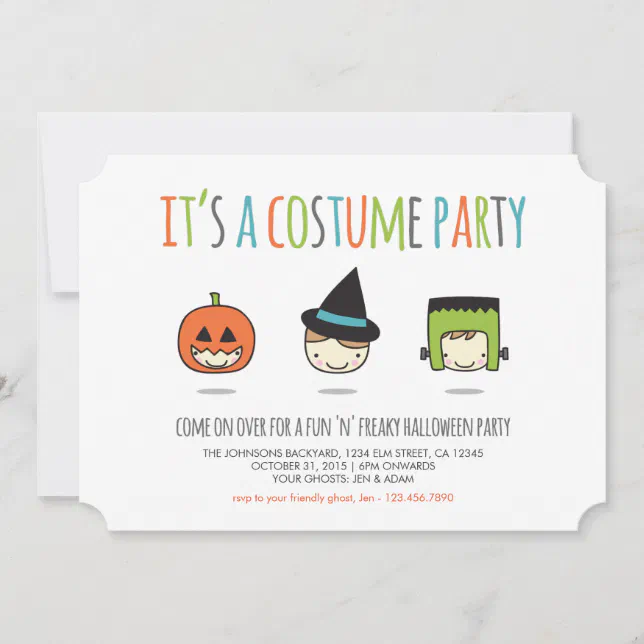 Kids Halloween Costume Party Invitation | Zazzle