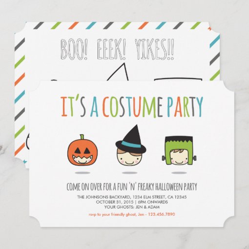 Kids Halloween Costume Party Invitation | Zazzle