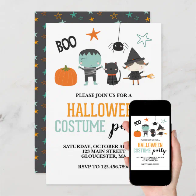Kids Halloween Cute Costume Party Invitation | Zazzle