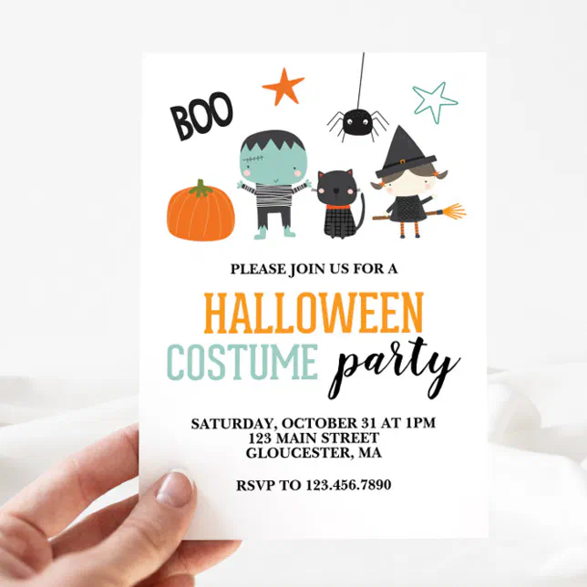 Kids Halloween Cute Costume Party Invitation | Zazzle