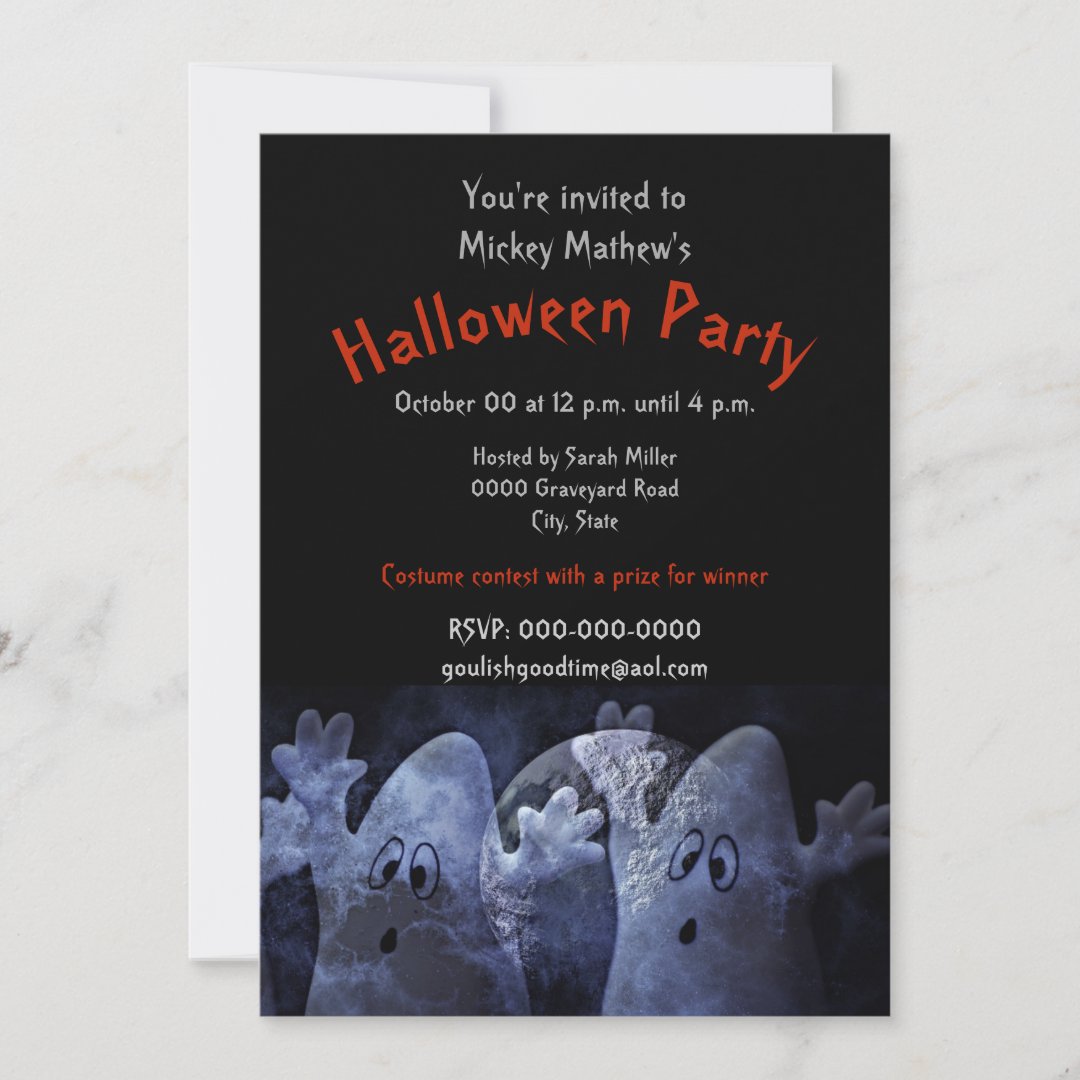 Kids Halloween Ghost Party Invitation | Zazzle