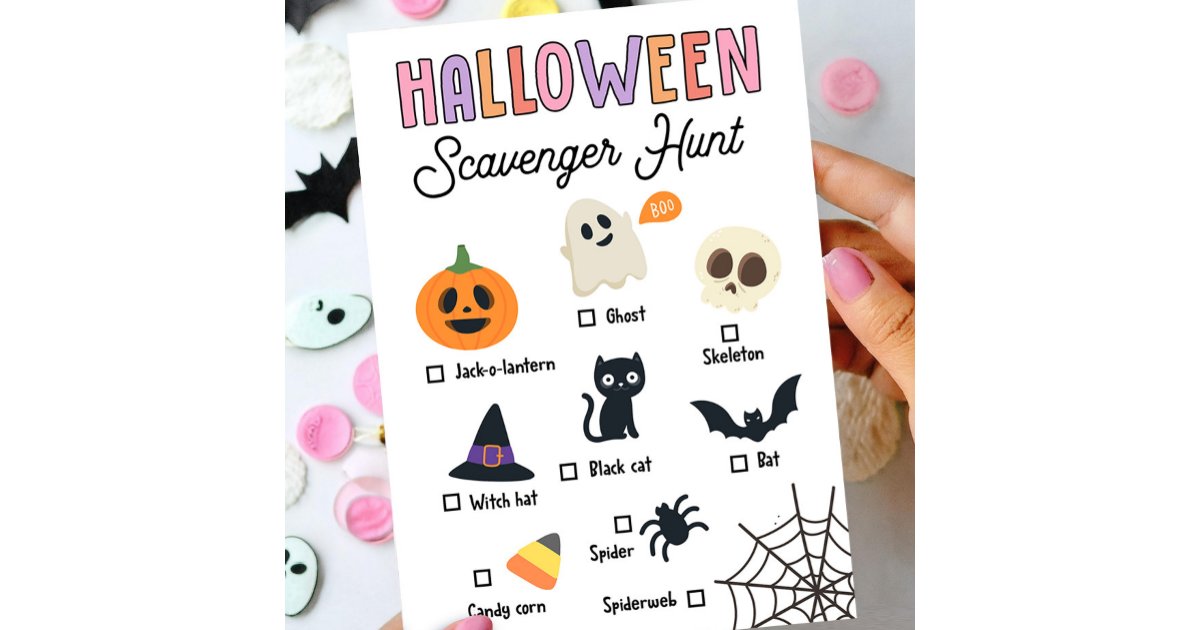 Kids Halloween Scavenger Hunt Game Card | Zazzle