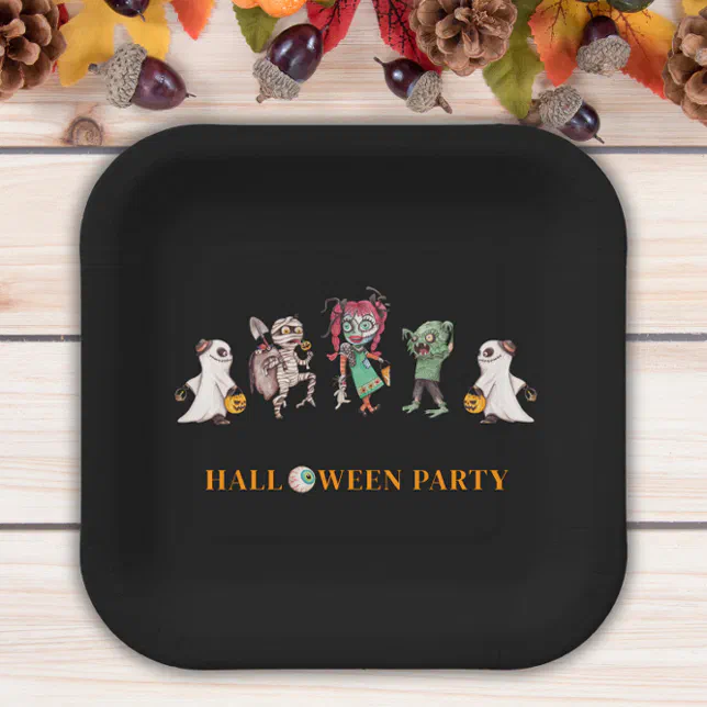 Kids halloween spooky Paper Plate | Zazzle