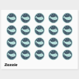 Kids Happy Blue Whale Under the Sea Birthday Classic Round Sticker | Zazzle