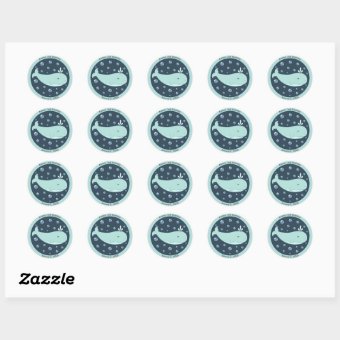 Kids Happy Blue Whale Under the Sea Birthday Classic Round Sticker | Zazzle