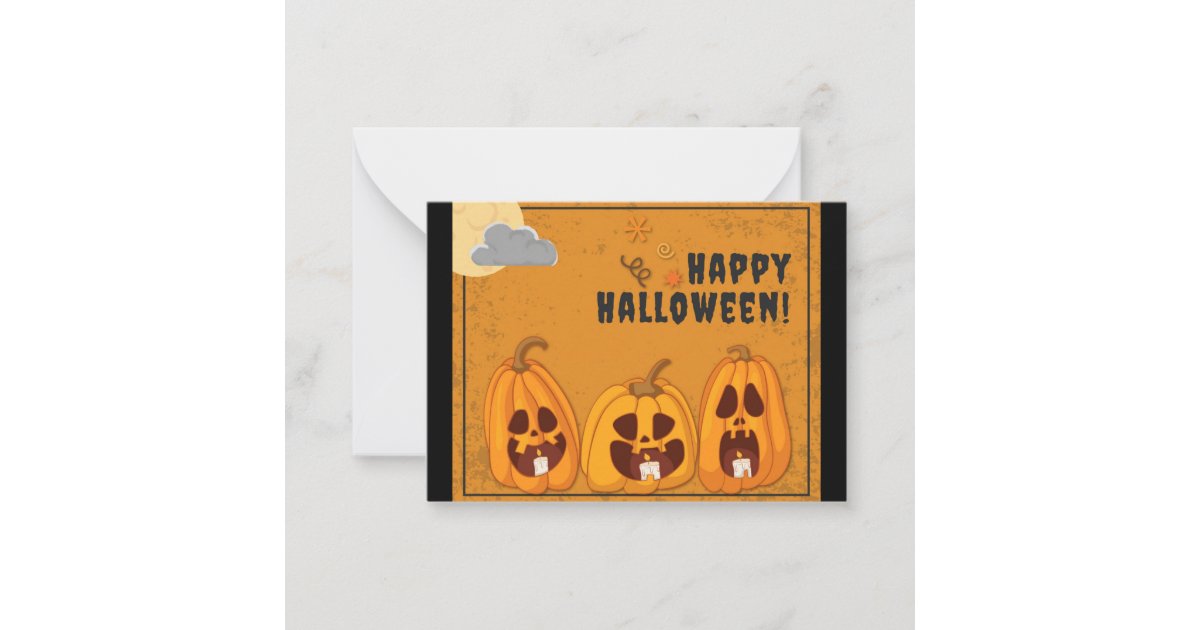 Kids Happy Halloween Spooky Pumpkin Note Card | Zazzle